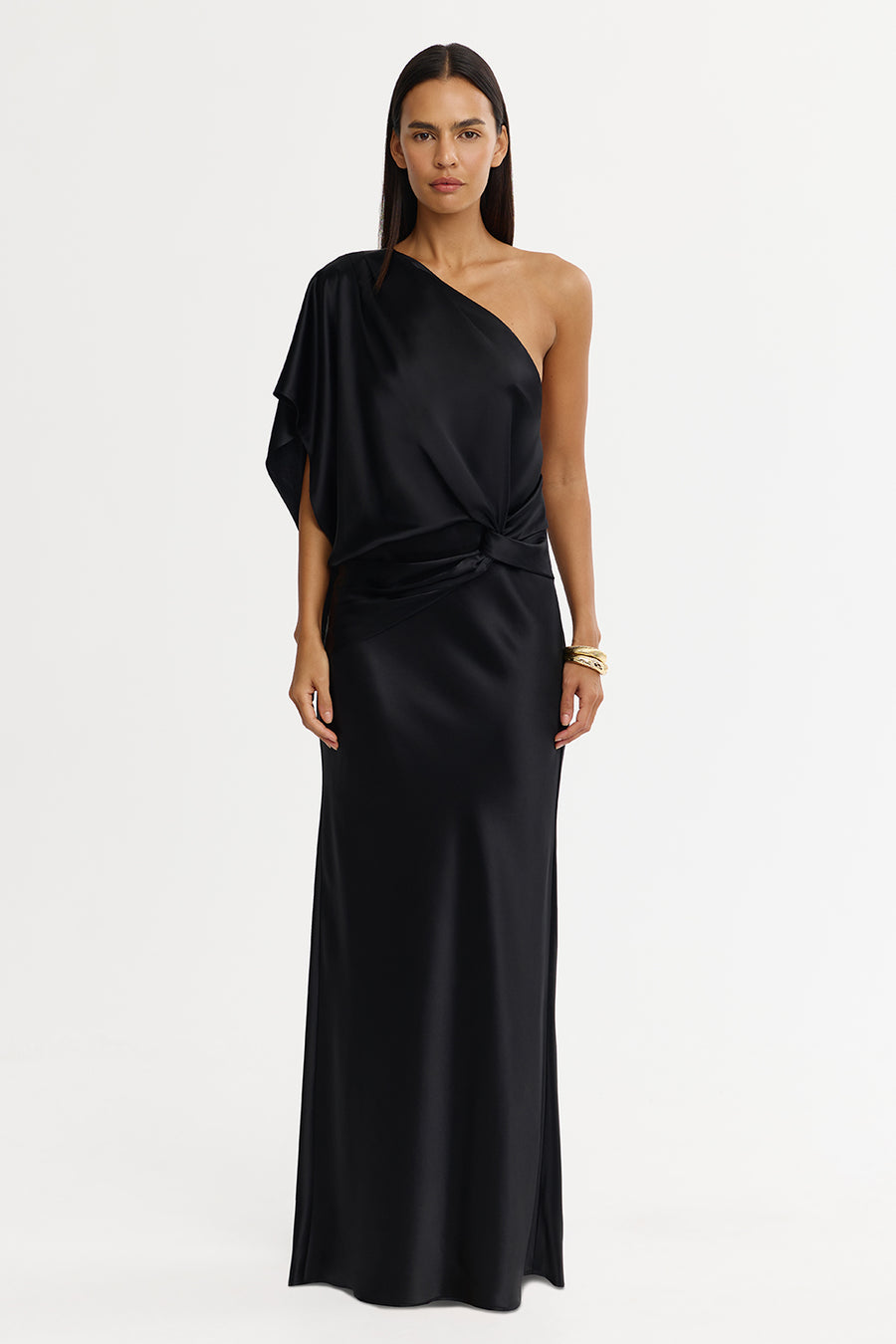 Novalea One Shoulder Maxi Gown in Black – Acler