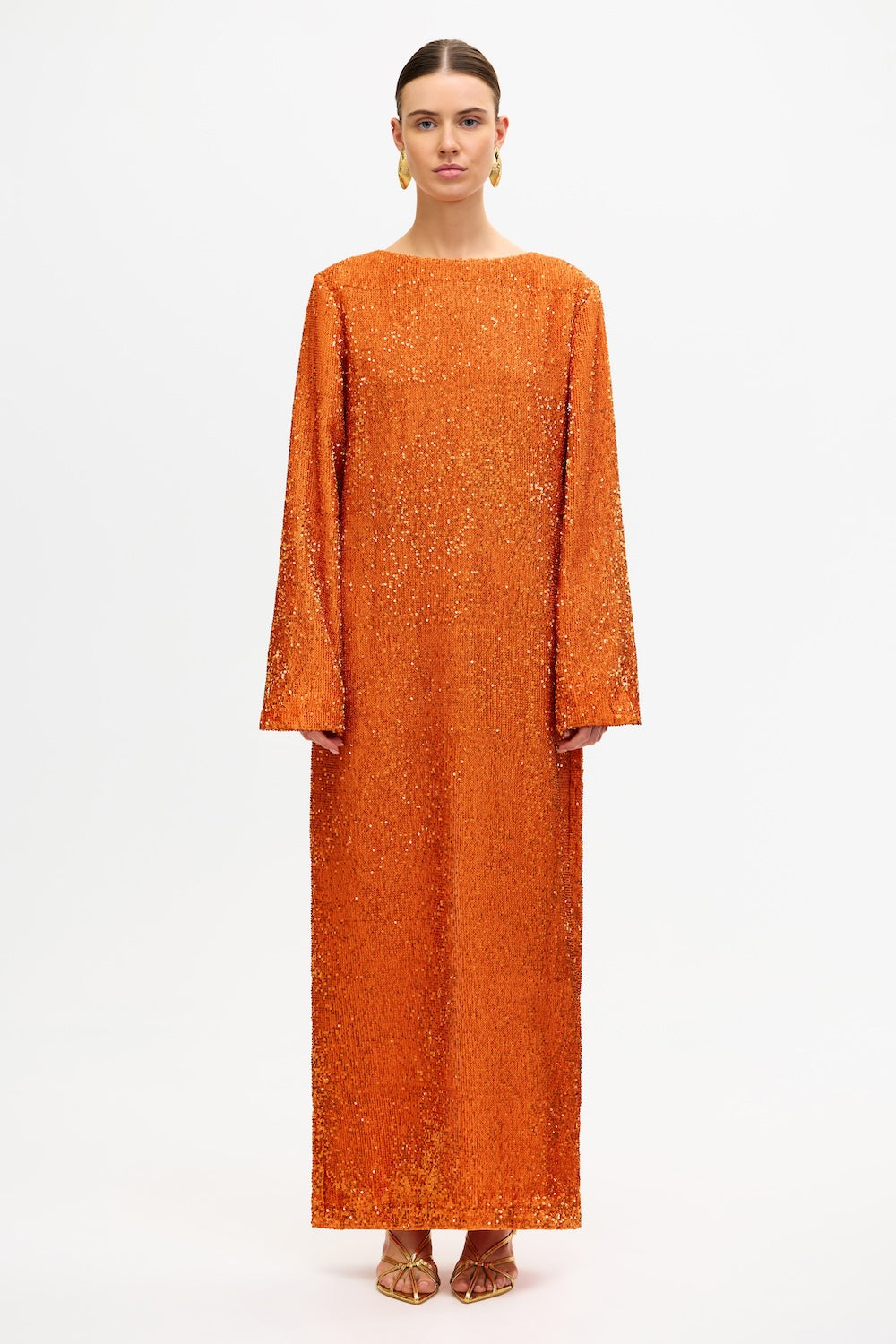 Pinmore Long Sleeve Maxi Dress in Fanta Orange – Acler